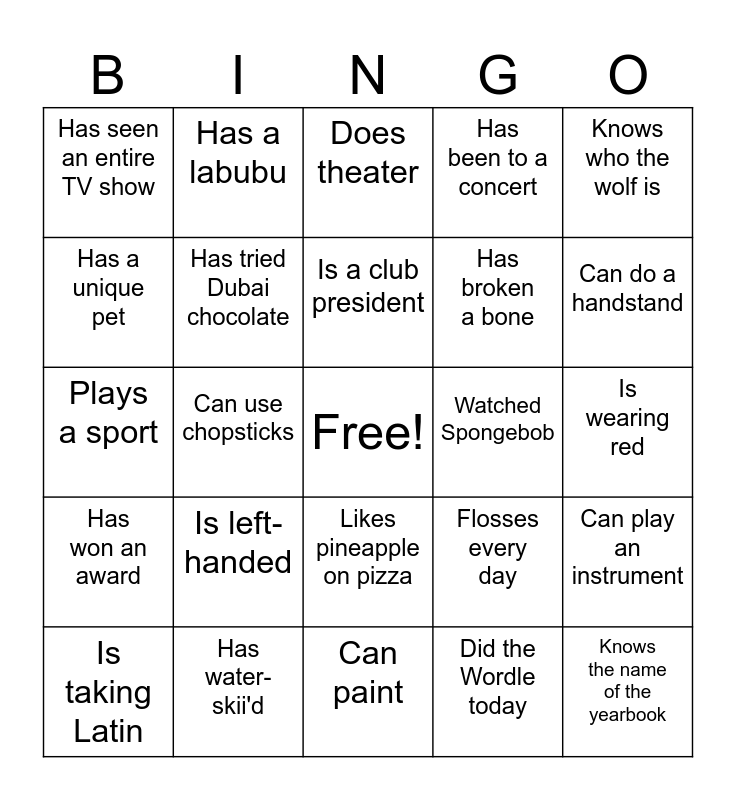 Yearbook Icebreaker Bingo! Bingo Card