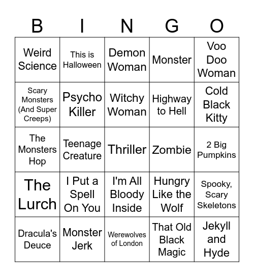 Happy Halloween Bingo Card