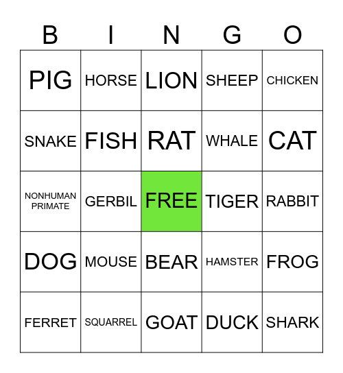 Word Bingo Card
