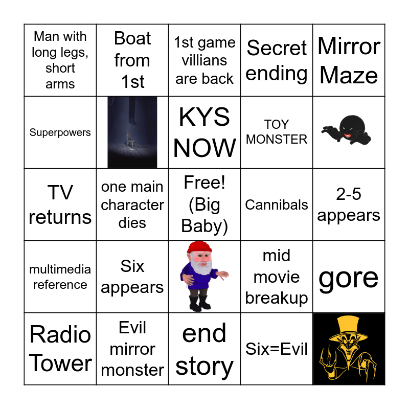 Little Nightmares 3 Bingo Board Bingo Card