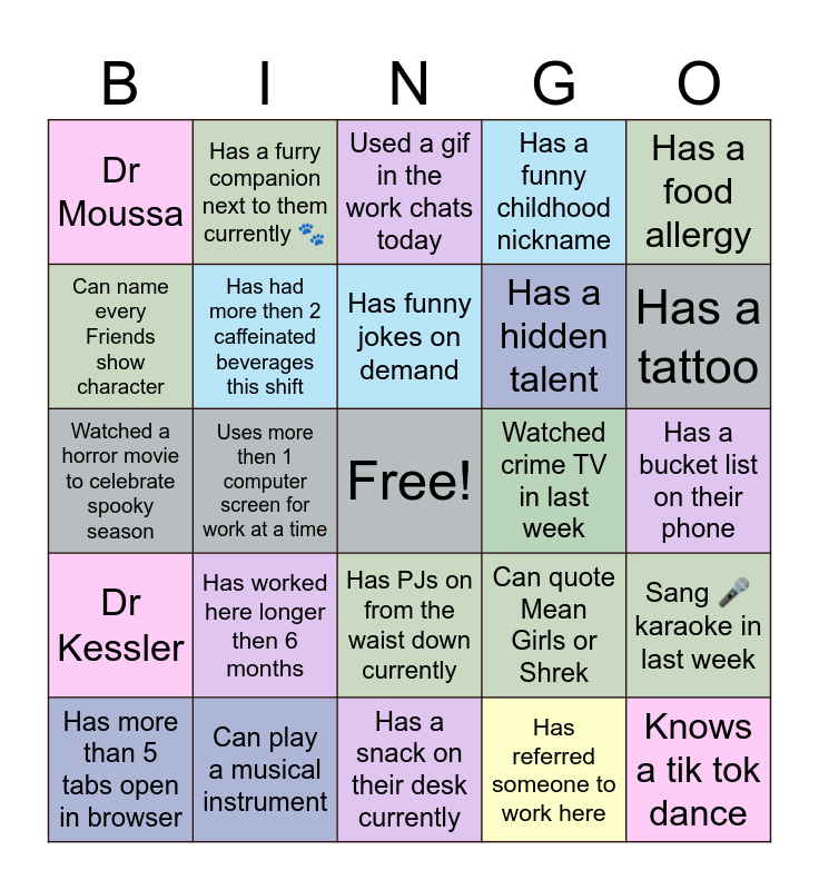 Alef Family Bingo Card