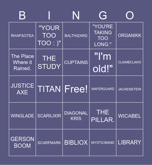 CHAPTER 4: PROPHECY Bingo Card