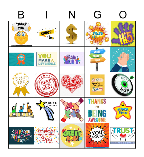 Thank you! We Appreciate You! Bingo Card