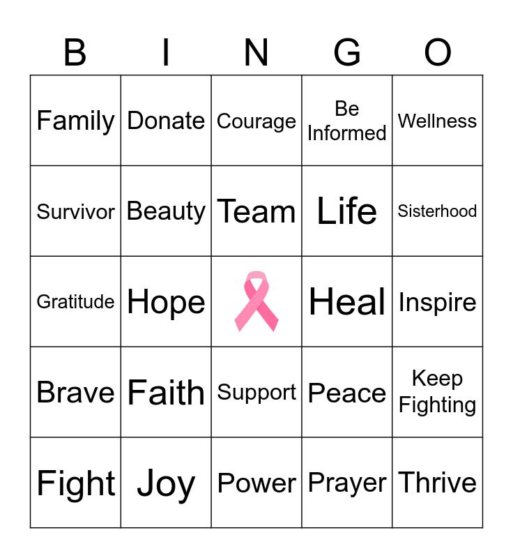 Pink Bingo Sheet – Thriving in Pink Edition Bingo Card