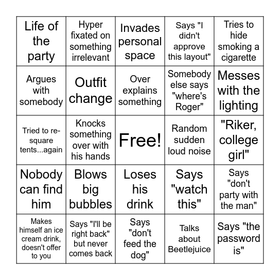 Rogerisms Bingo Card