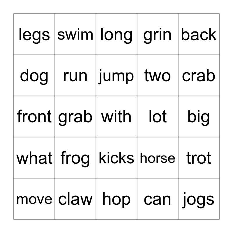 Move and Grin! Bingo Card