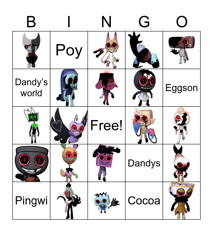 Dandy’s world Bingo Card
