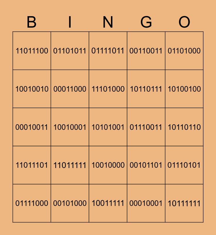 Binary Bingo Card