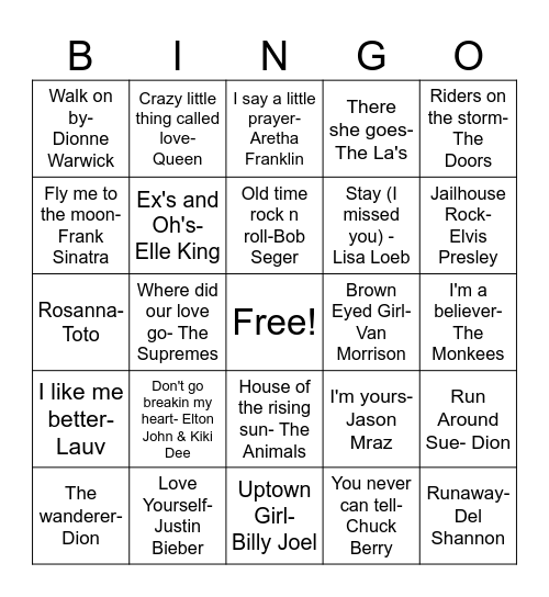 YY# 40 The Diner! Bingo Card