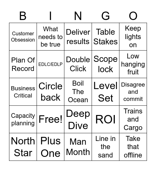 Quarterly Planning Bingo Card