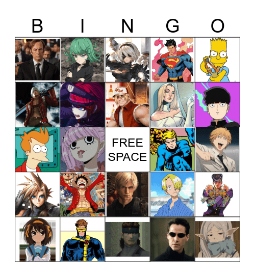 Favorite Character Bingo Card