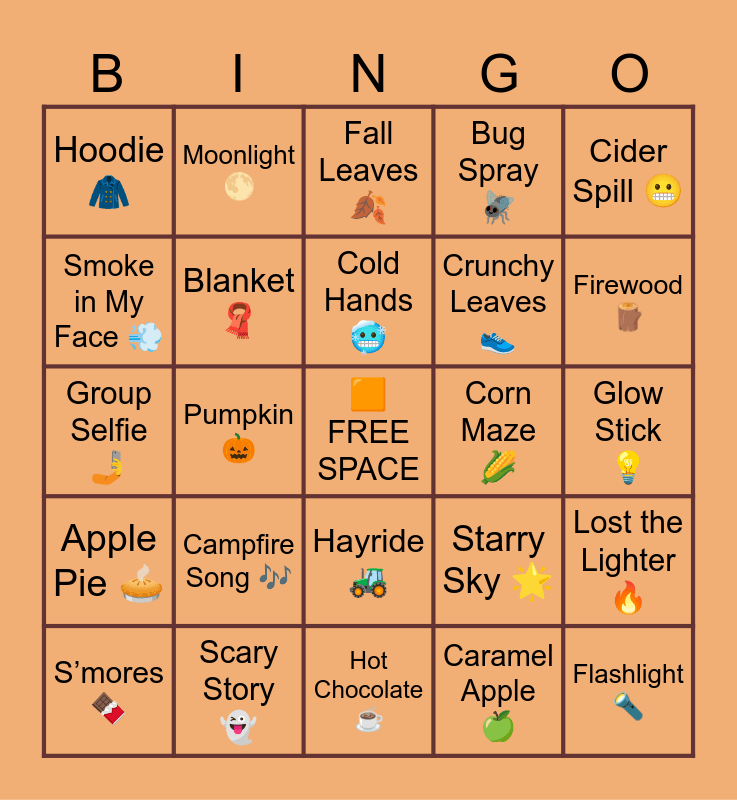 Bonfire Bingo Card