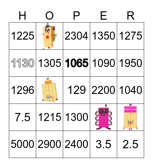 Number blocks Bingo Card