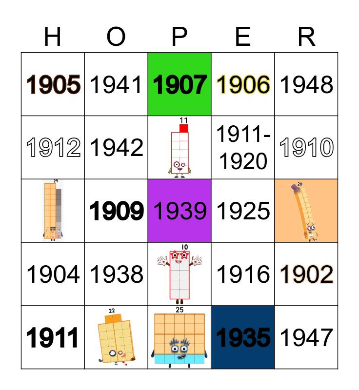 Number blocks Bingo Card