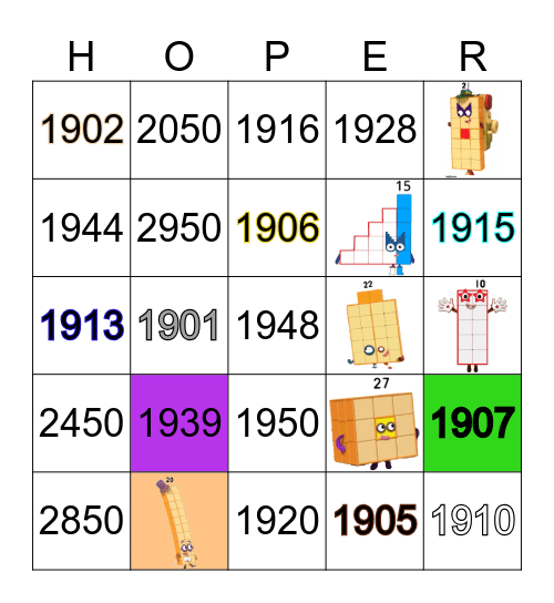 Number blocks Bingo Card