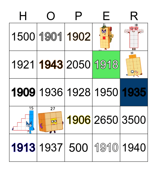 Number blocks Bingo Card
