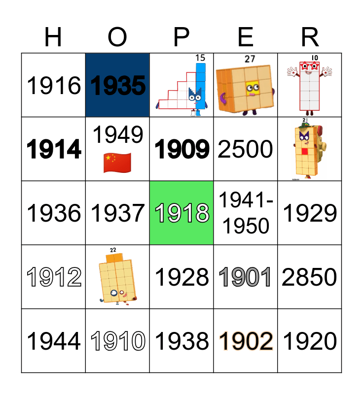 Number blocks Bingo Card