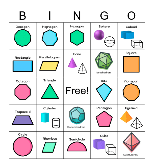 Geometric Shapes Bingo Card