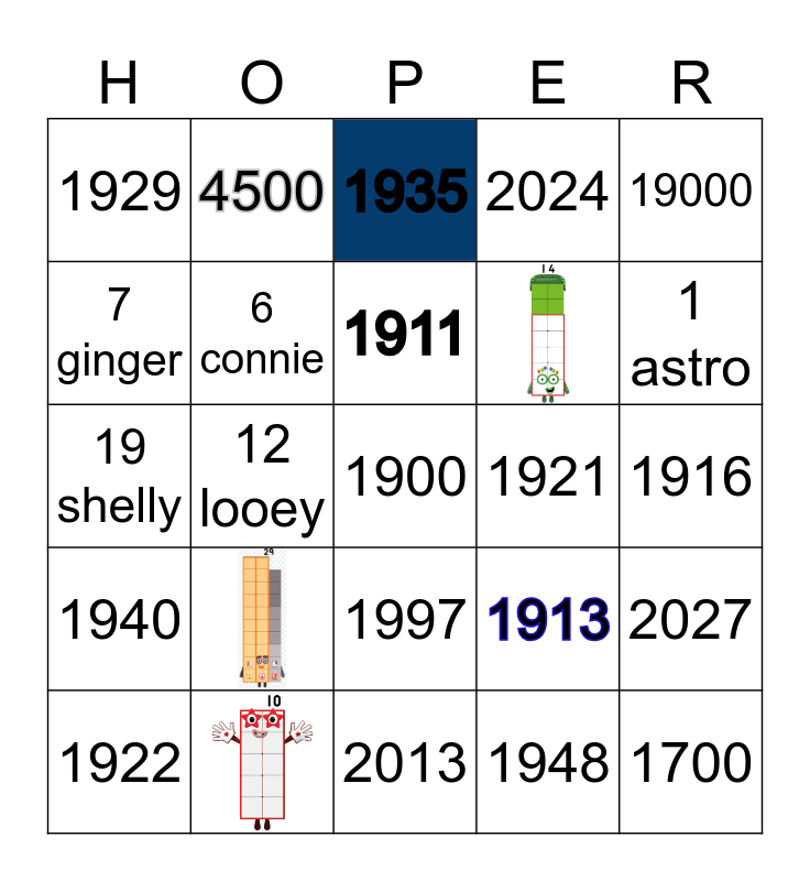 Number blocks Bingo Card
