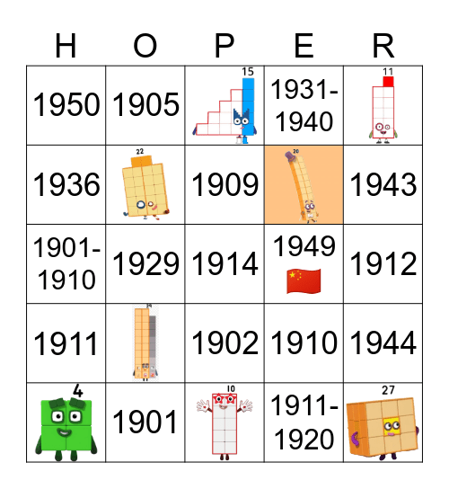Number blocks Bingo Card