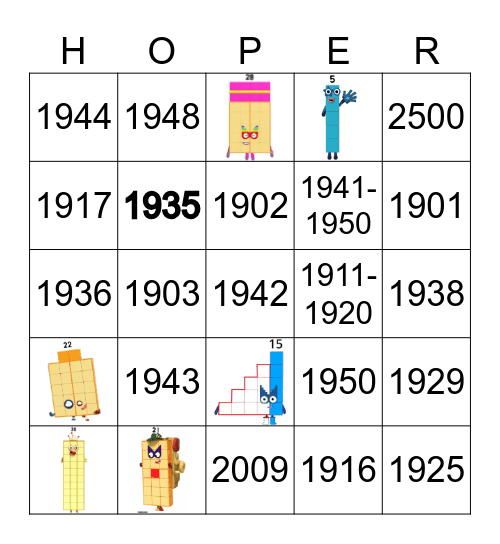 Number blocks Bingo Card