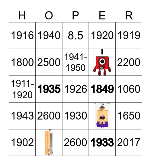 Number blocks Bingo Card