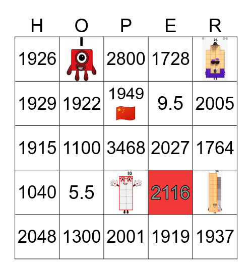 Number blocks Bingo Card