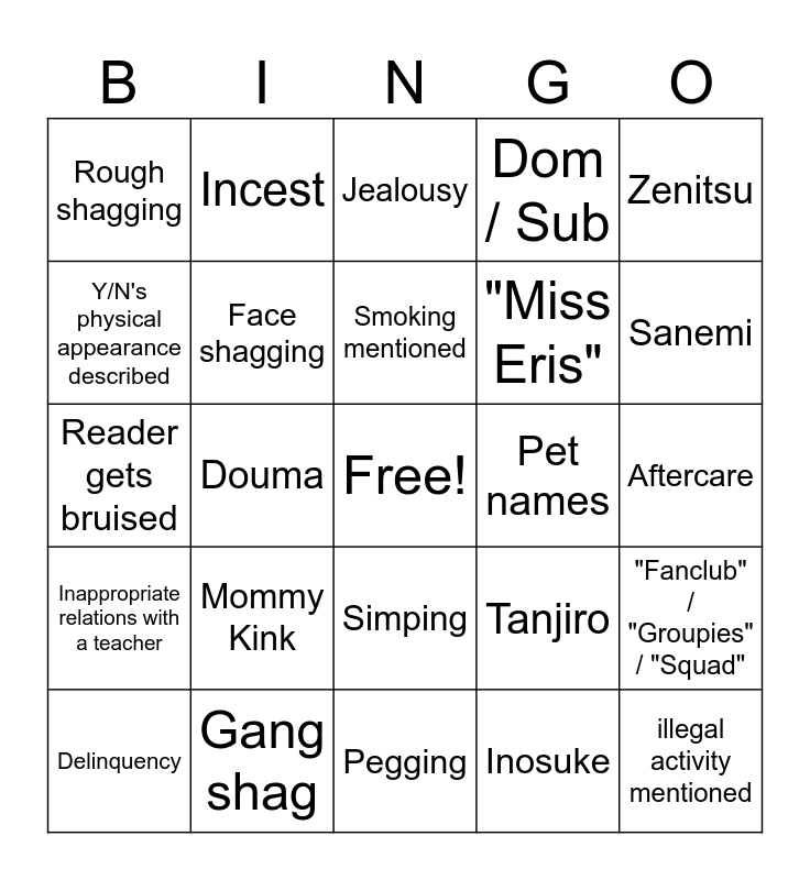 shag fest Bingo Card