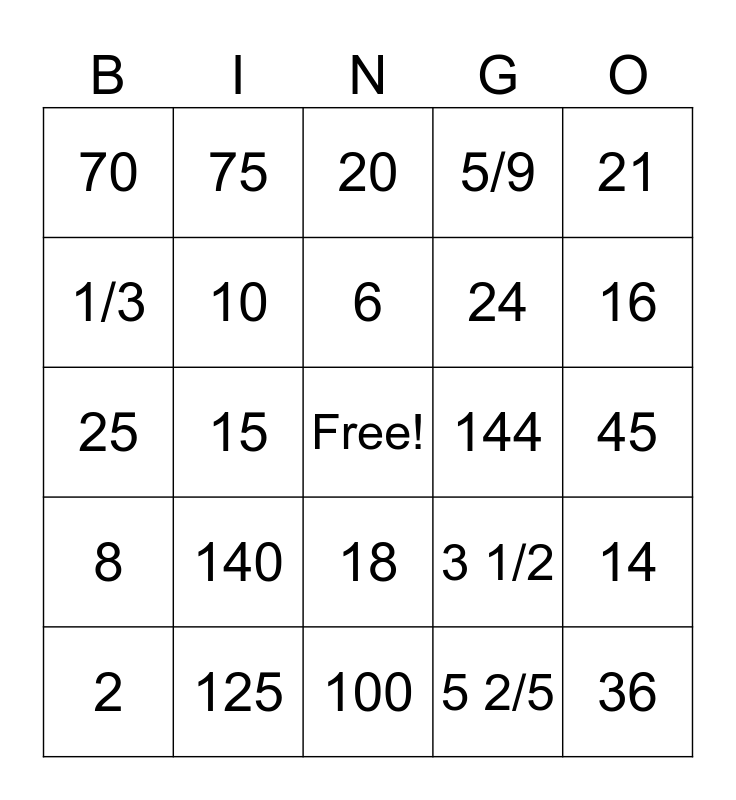 Dividing Decimals, GCf, and LCM Bingo Card