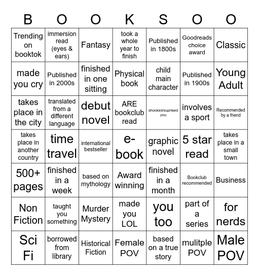 2026 Reading Challenge Bingo Card