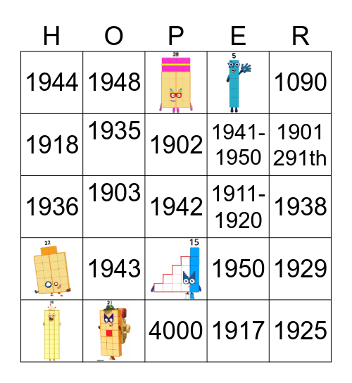Number blocks Bingo Card