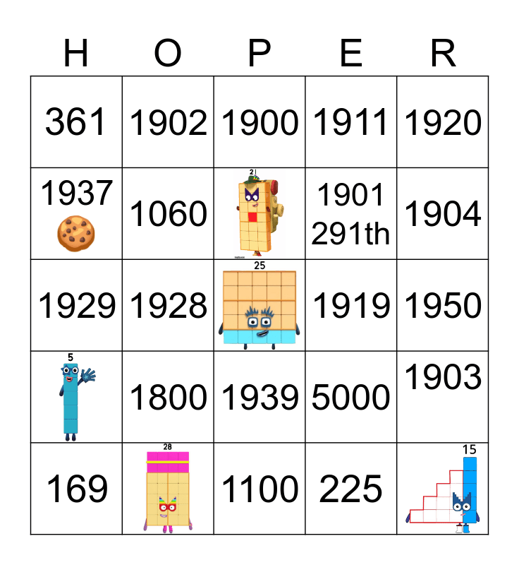 Number blocks Bingo Card
