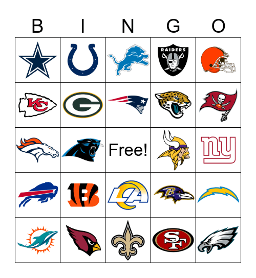NFL BINGO Card