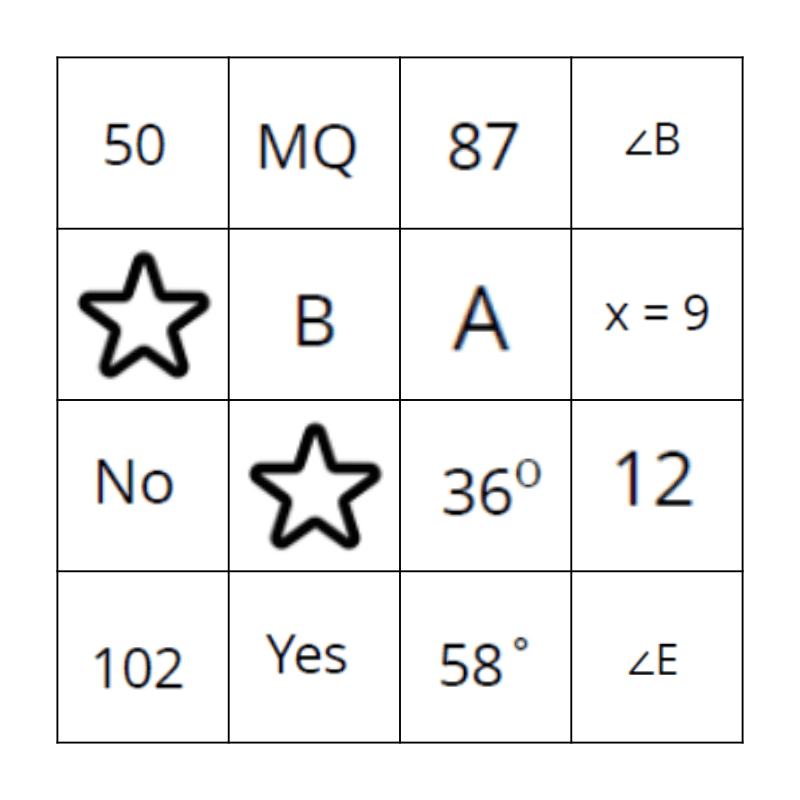 Unit 4 Part A Review Bingo Card
