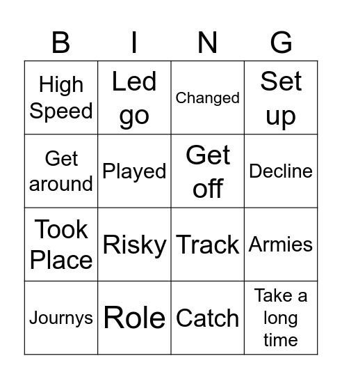 Vocabulary Unit 1 Bingo Card