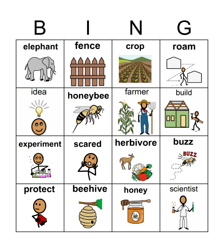 Elephants & Bees N2Y Bingo Card