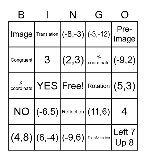 Transformations BINGO Card