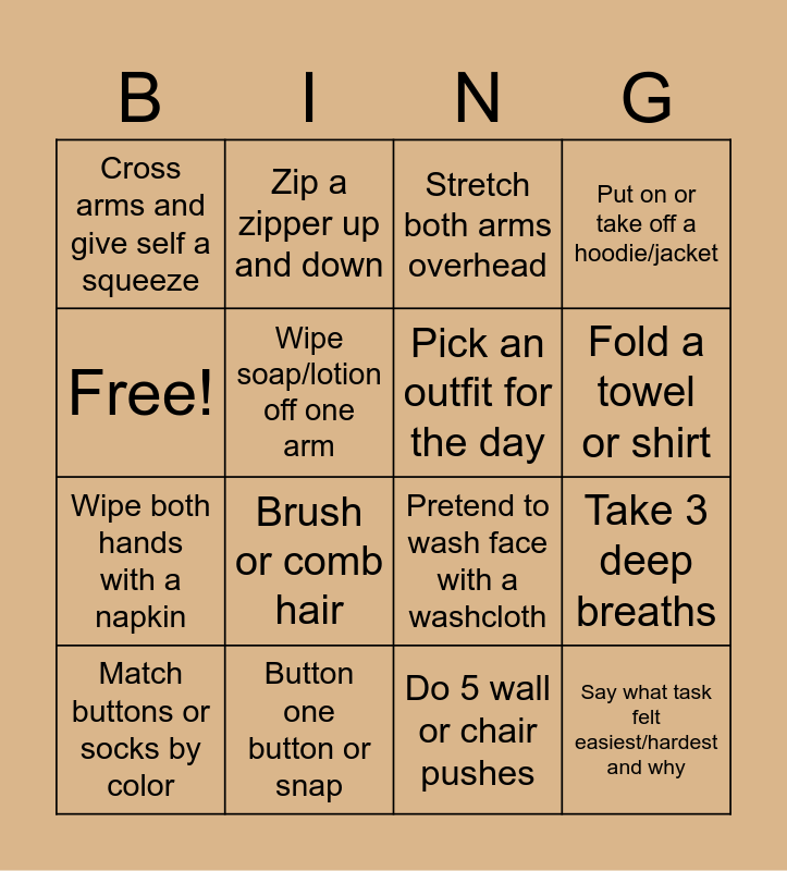 ADL Bingo (Modified 1) Bingo Card