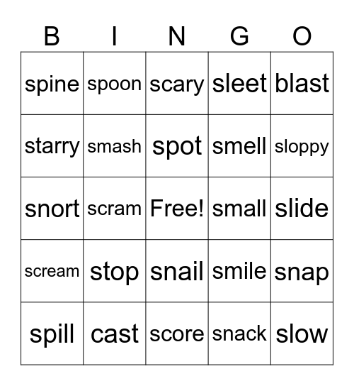S Blends Bingo Card