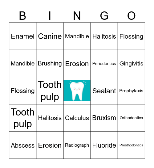 Dental Bingo Card