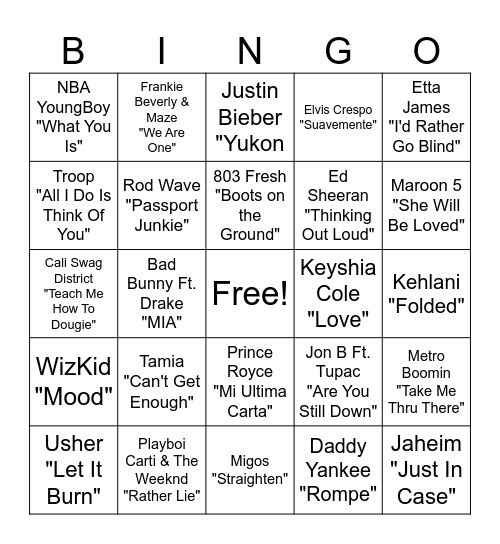 Beats & BINGO 2 Bingo Card