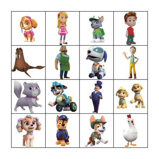 Paw Patrol Bingo Card