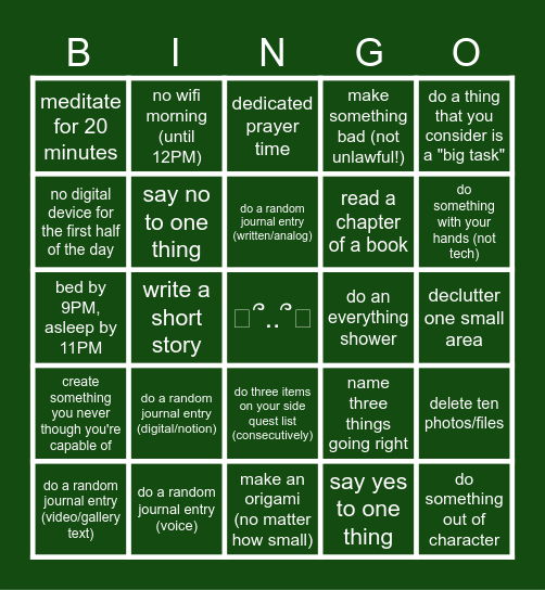 nov '25 Bingo Card