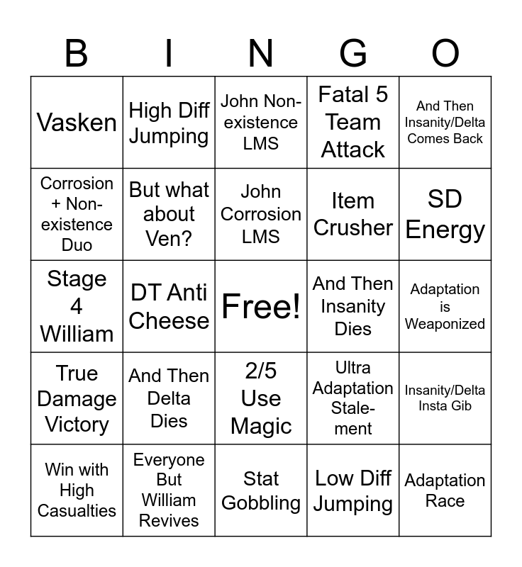 UTPR F5 Crossverse fight bingo Card