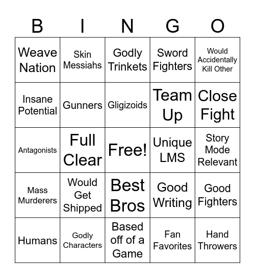 Unhinged Bingo Card