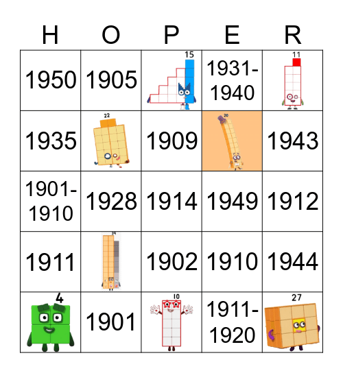 Number blocks Bingo Card