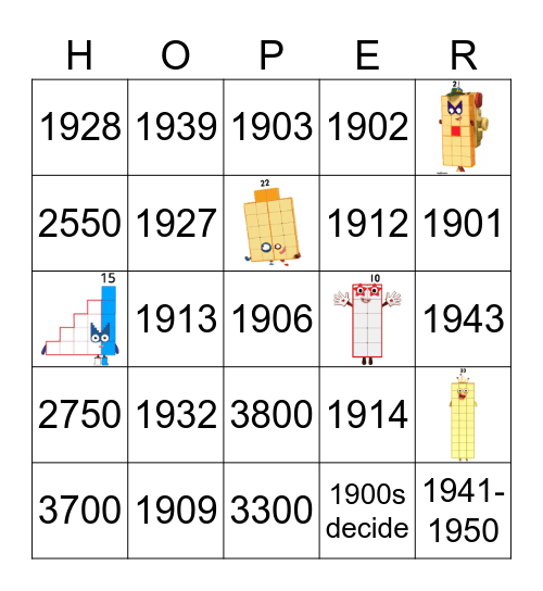 Number blocks Bingo Card