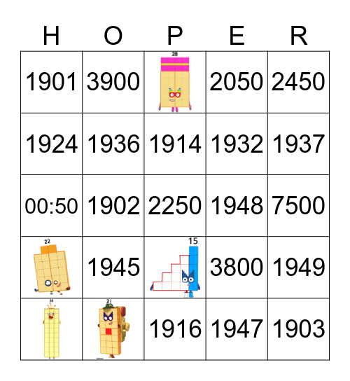 Number blocks Bingo Card