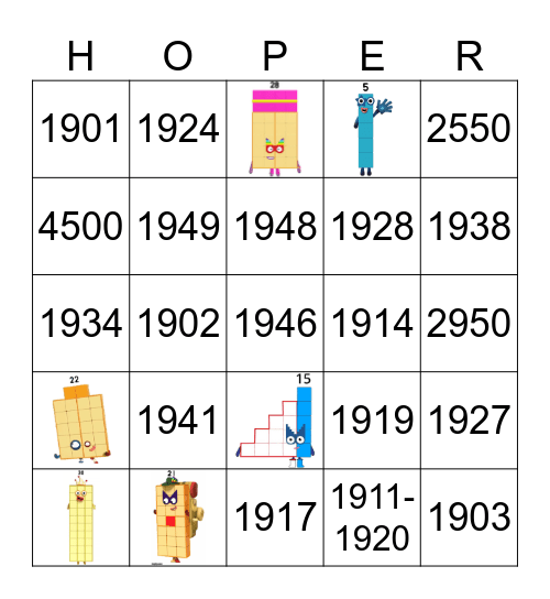 Number blocks Bingo Card