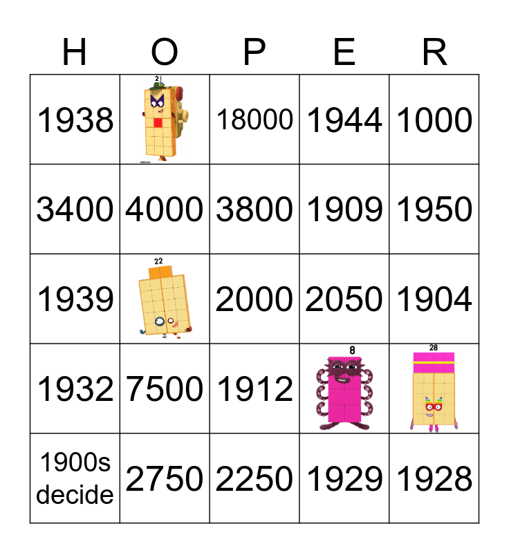 Number blocks Bingo Card